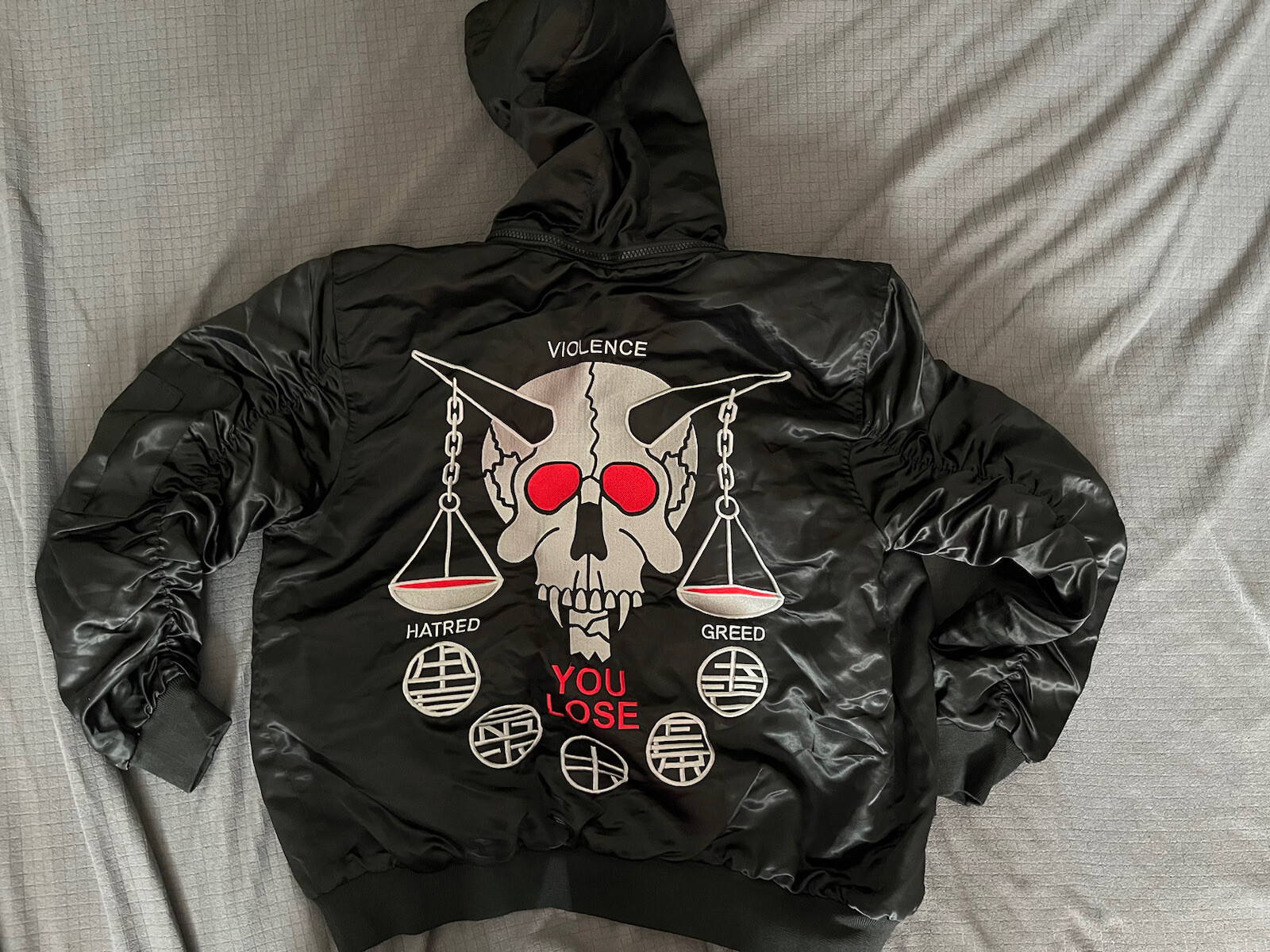 RARE DEATH TRAITORS BOMBER JACKET DEMON SKULL M BLK r… - Gem