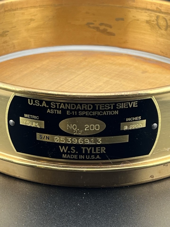 Brass No. 200 Mesh Sieve 8" Tyler 0.0029" 75μm ASTME USA Standard Test ...