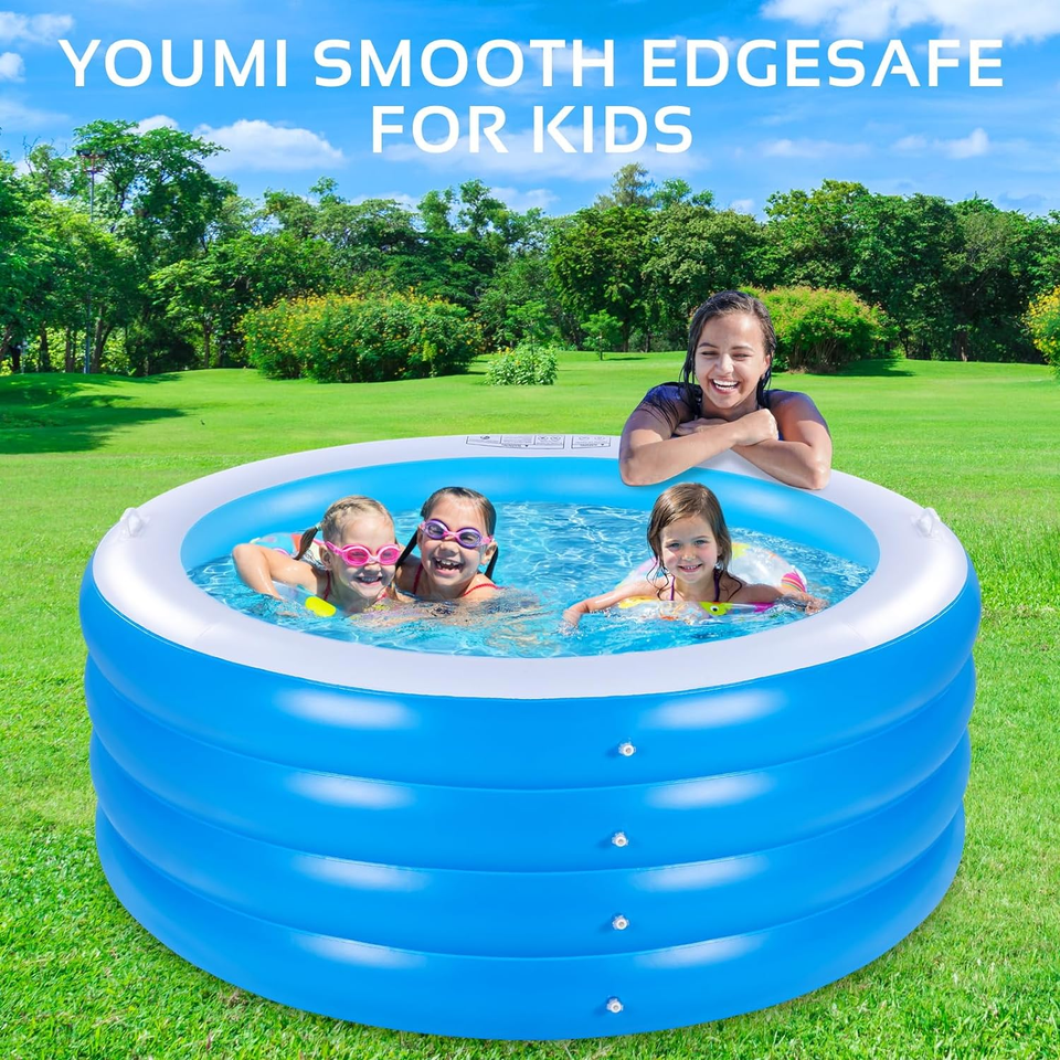 Inflatable Swimming Pool, 70"X30" Large Deep round Inflatable Pool with ...
