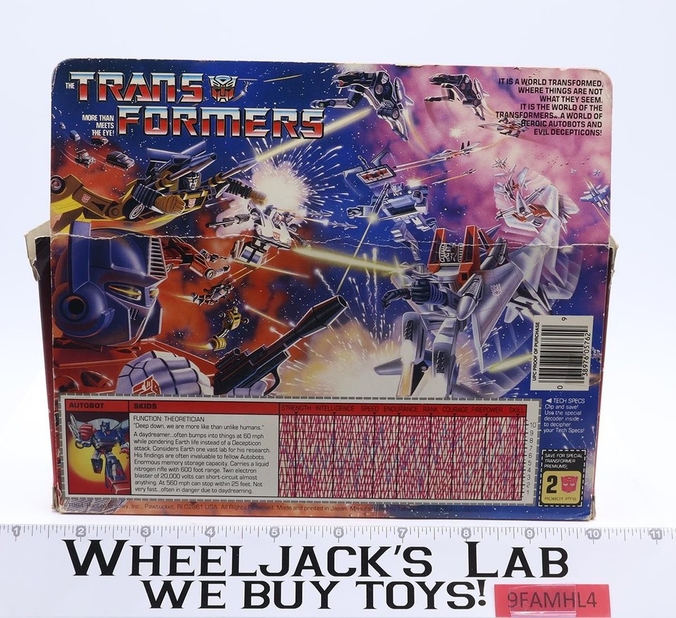 Skids Autobot 100% Complete W/ Box G1 Transformers 1985 Hasbro Action ...