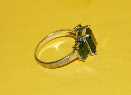 ~VINTAGE~"SETA"~"925"~STERLING~SILVER~3~STONE~EMERALD~CUT~EMERALD'S ...