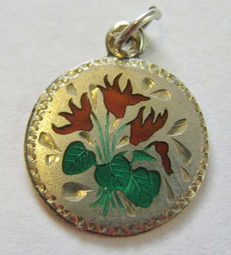 Antique Art Nouveau German 800 Silver Enamel Flower Charm ~ Beautiful ...