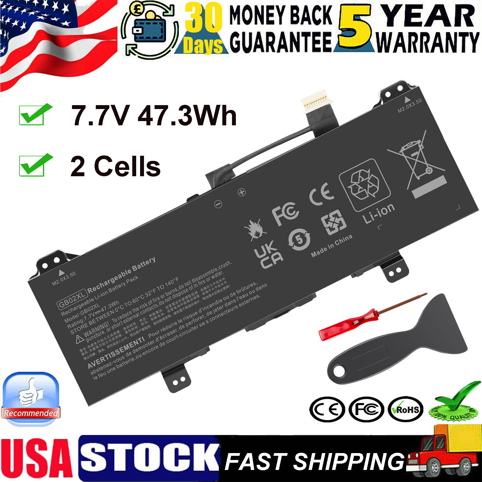 For HP ChromeBook 14-DB0051CL 11 G7 G8 EE x360 11 G2 Battery GB02XL ...