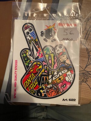 AUTOCOLLANT STICKERS BOMB VOITURE AUTO QUAD SCOOTER VÉLO 10X12 DOIGT D ...