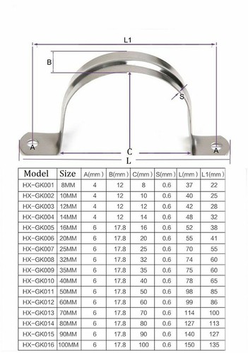 Stainless Steel 5-200mm Plumbing Pipe Saddle Tube C Clip Clamp Clevis ...