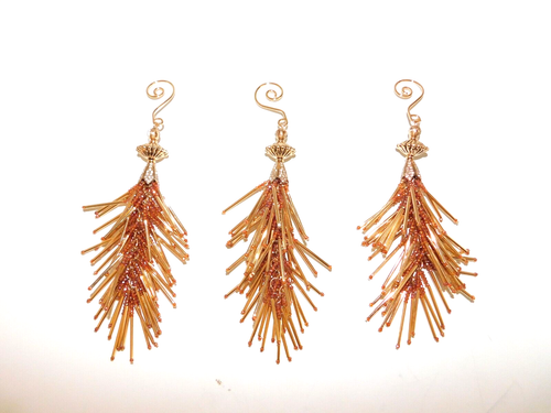 Frontgate Christmas Ornaments Bugle Bead Tassel Ornaments Set of 3 NIB ...