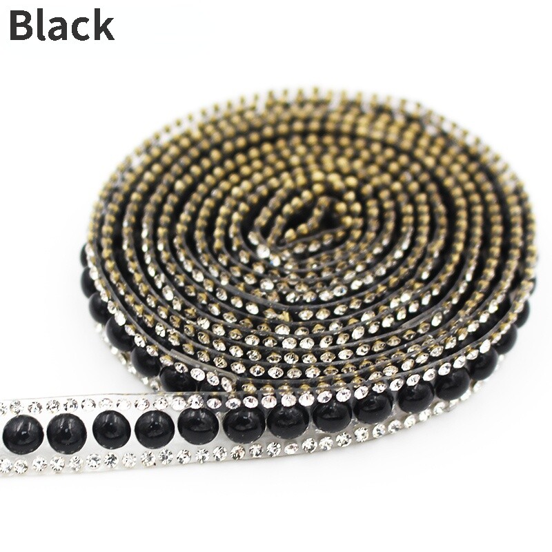 1yard Faux Pearl Trim Hotfix Tape Rhinestone Ribbon Iron Clothing ...