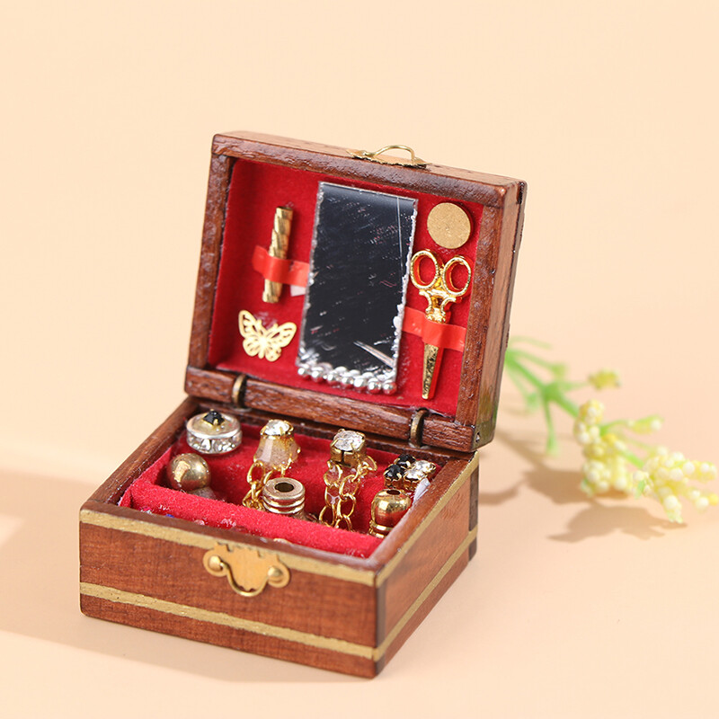 1pc Mini Jewelry Box Model Dollhouse Miniatures Children DIY Miniatures ...