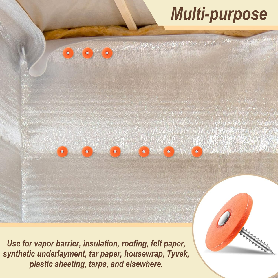 Roofing Nails Plastic Cap 1" Felt Paper Tyvek 2000 ct Underlayment ...