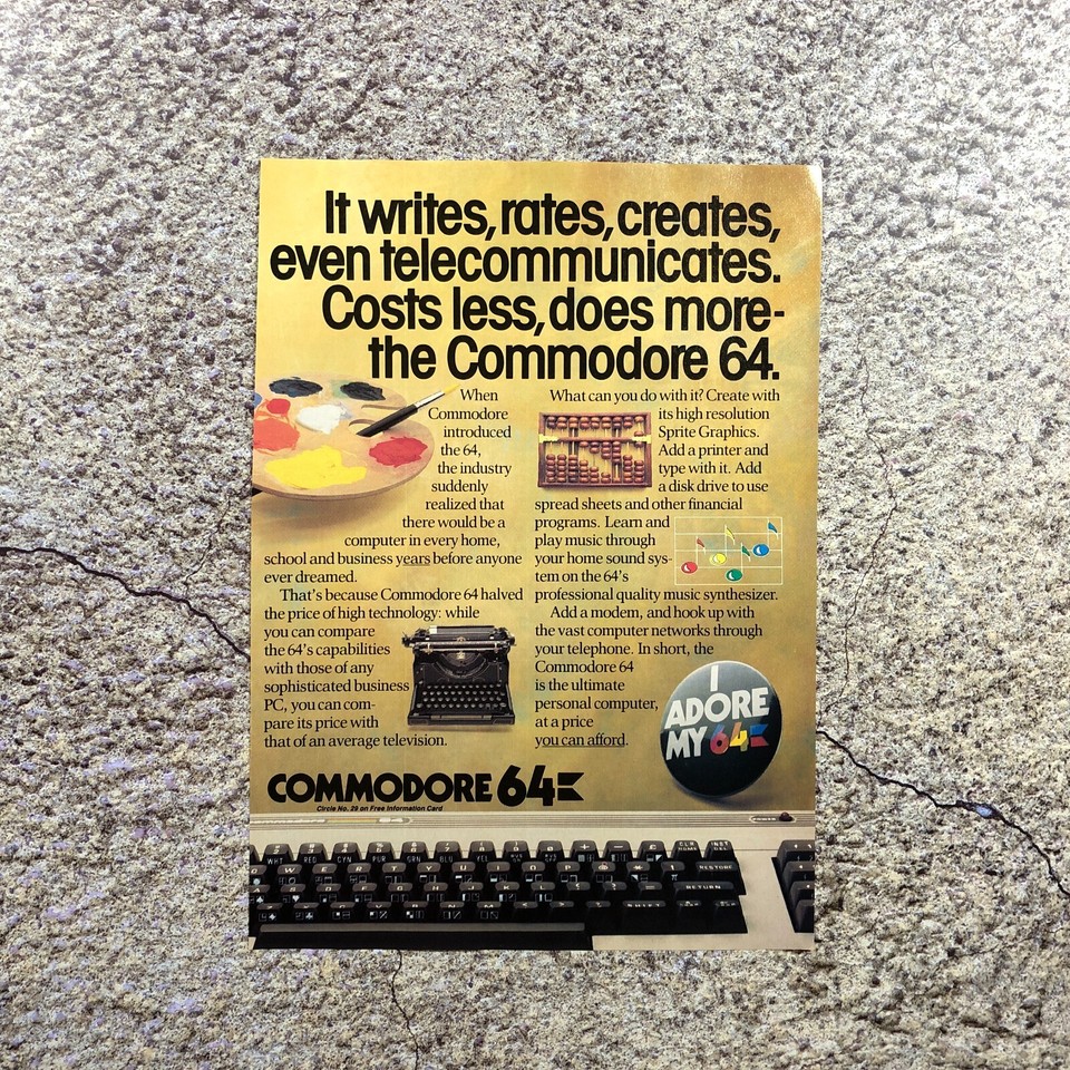 1983 Commodore 64 Vintage PRINT AD Business Personal Computer High-Tech ...