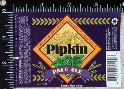 Pipkin Pale Ale Beer Label - KENTUCKY | eBay