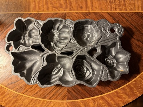 Vtg 1981 John Wright Cast Iron Mold Lilly Tulip Daisy Iris Carnation ...