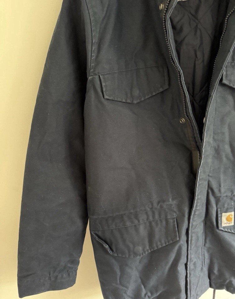 Men’s Vintage Carhartt ‘Hickman Coat’ Navy Parka Coat Size Small 0523 ...