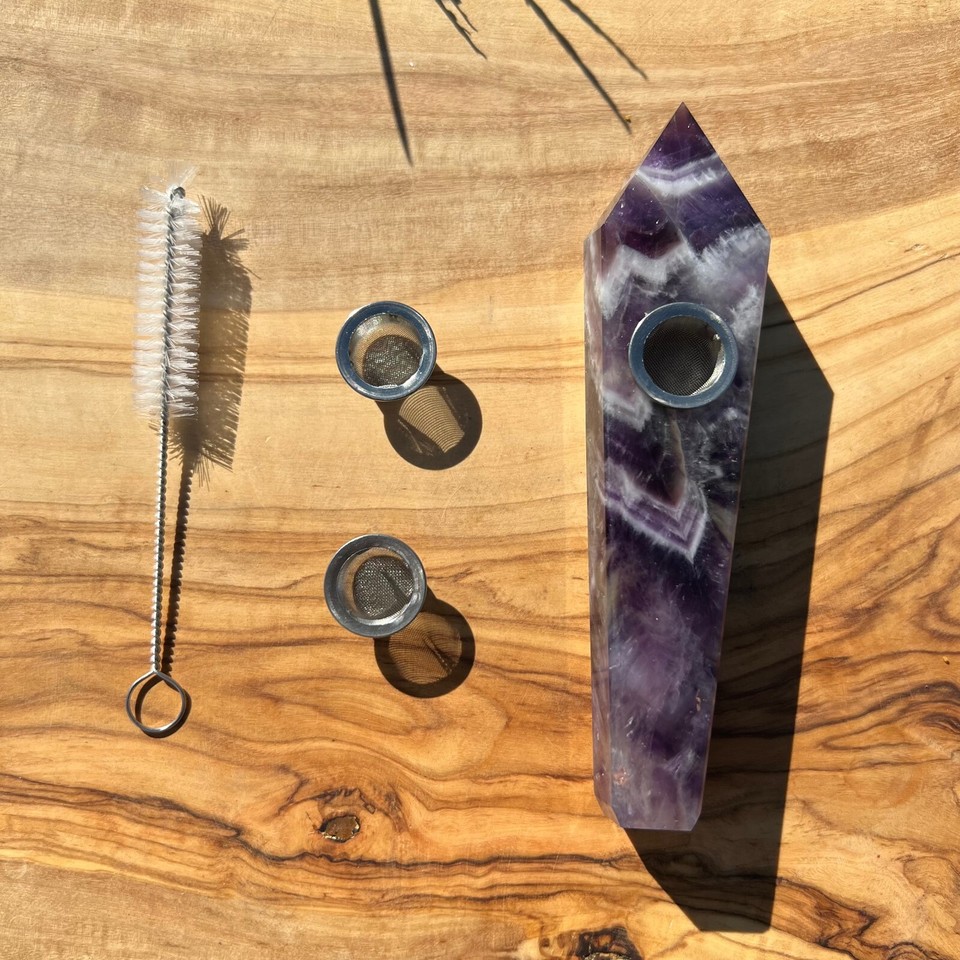 Handmade Dream Amethyst Smoking Crystal Pipe Hand Spoon Pipe Tobacco ...