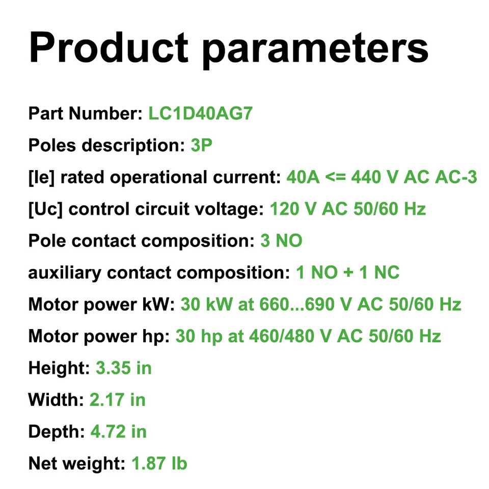 LC1D40AG7 Contactor 120V coil replace Deca Schneider Contactor ...