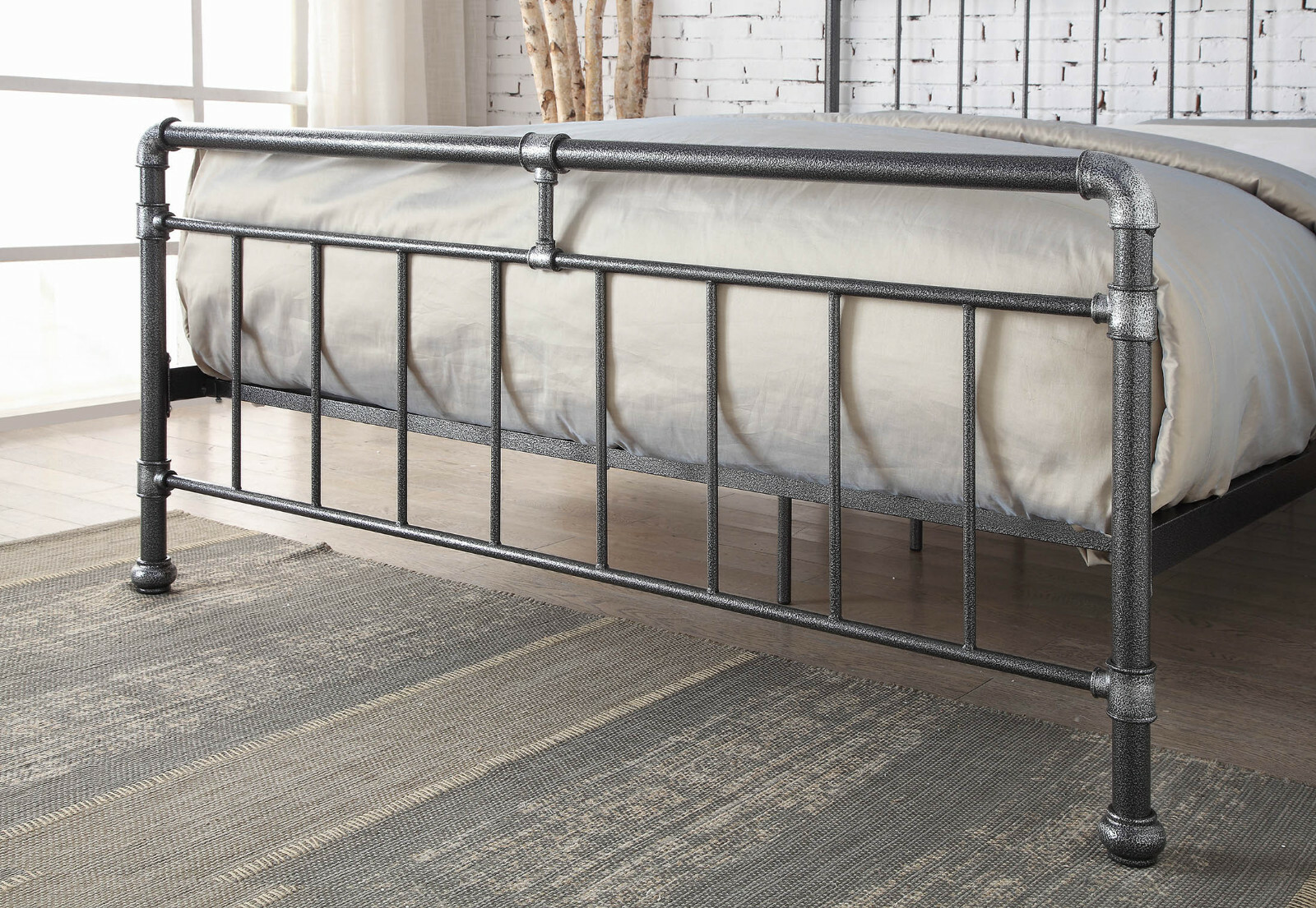 Modern Metal Industrial Bed Frame | Scaffold Pipe | Black Silver ...