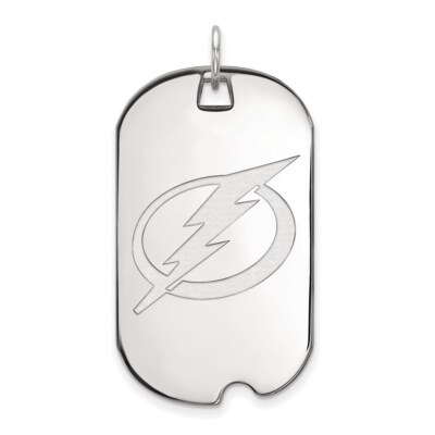 Sterling Silver NHL LogoArt Tampa Bay Lightning Large Dog Tag Pendant ...