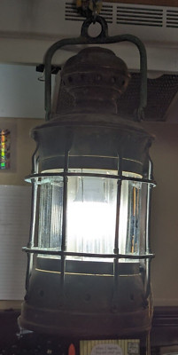 Perkins Marine Lamp Brass Standing Light Lantern c. 1916 Swing Handle ...