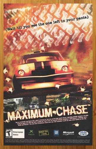 2003 Maximum Chase Xbox Video Game Print Ad/Poster Camaro Racing Car Art Funny! | eBay