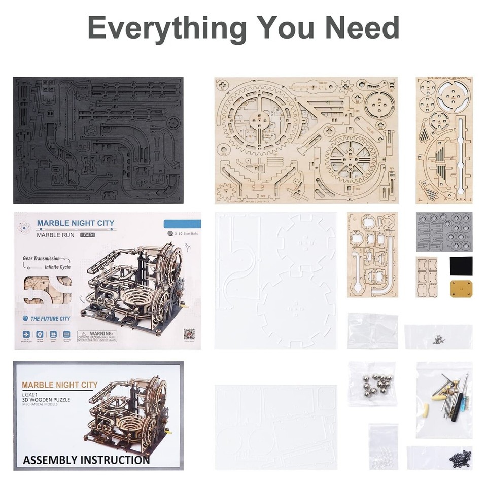 ROKR 3D Puzzle Electric Marble Run Spaceport Movable Model Multi-Play ...