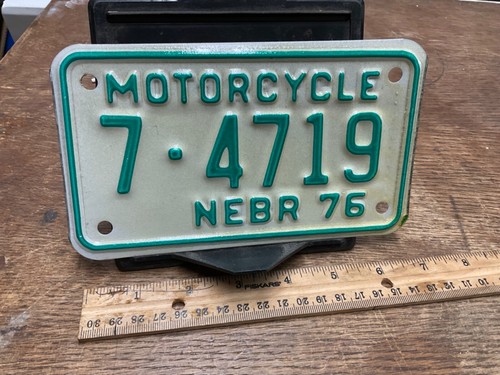 License Plate Vintage Motorcycle Nebraska 1976 7 4719 Rustic USA | eBay