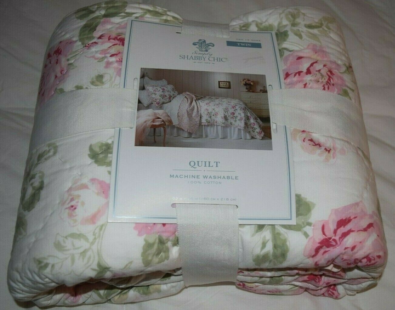 Rachel Ashwell Simply Shabby Chic PINK CABBAGE GARDEN ROSE TWIN QUILT ...