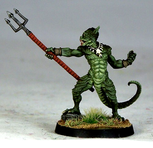 OTHERWORLD MINIATURES - LIZARDMAN KING W/TRIDENT (RARE D&D MINI SEALED ...