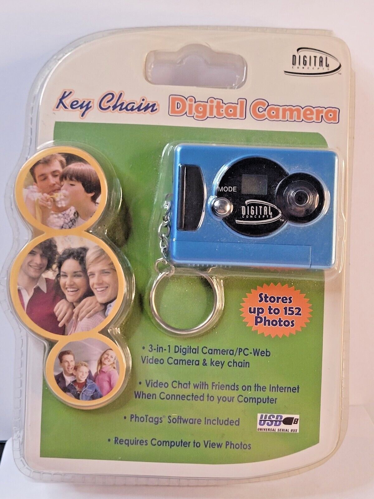 Sakar Key Chain Digital Camera - Blue - Digital Concepts USB 3 IN 1 ...