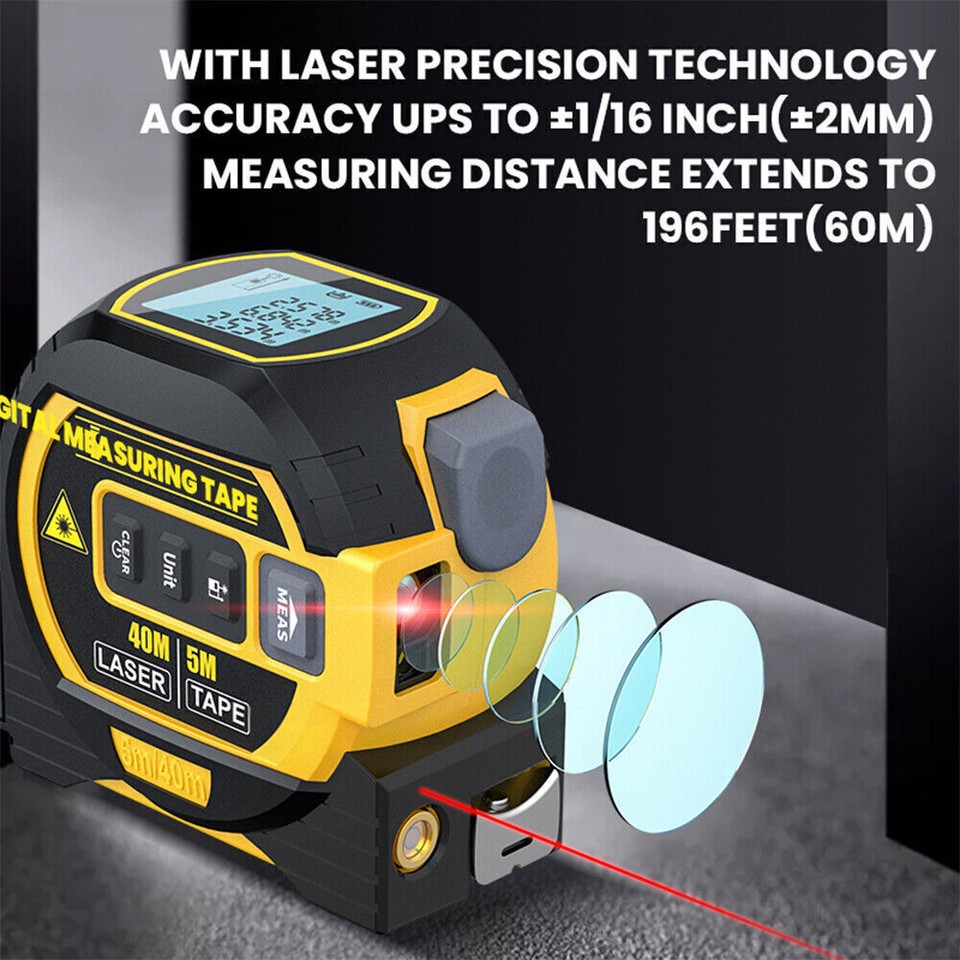 3-in-1 Laser Tape Measure Laser Level Tape Measure Distance Measuring ...