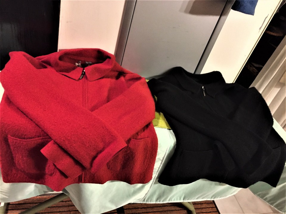 Set of 3 Rino Rossi Blue-Red-Black Zippered Boiled Wool Jackets - Sz S ...
