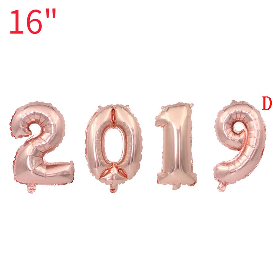 16" 32" Number Balloon 2019 Mylar Foil Balloons New Year Home ...