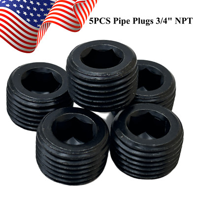 USA~ 5PCS 3/4" NPT Hex Pipe Plugs Countersunk Plug Male NPT Pipe End ...