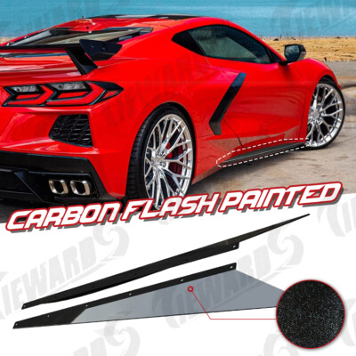 CARBON FLASH LOOK Side Skirts For 20-24 Corvette C8 Rocker Panel GM Z51 ...