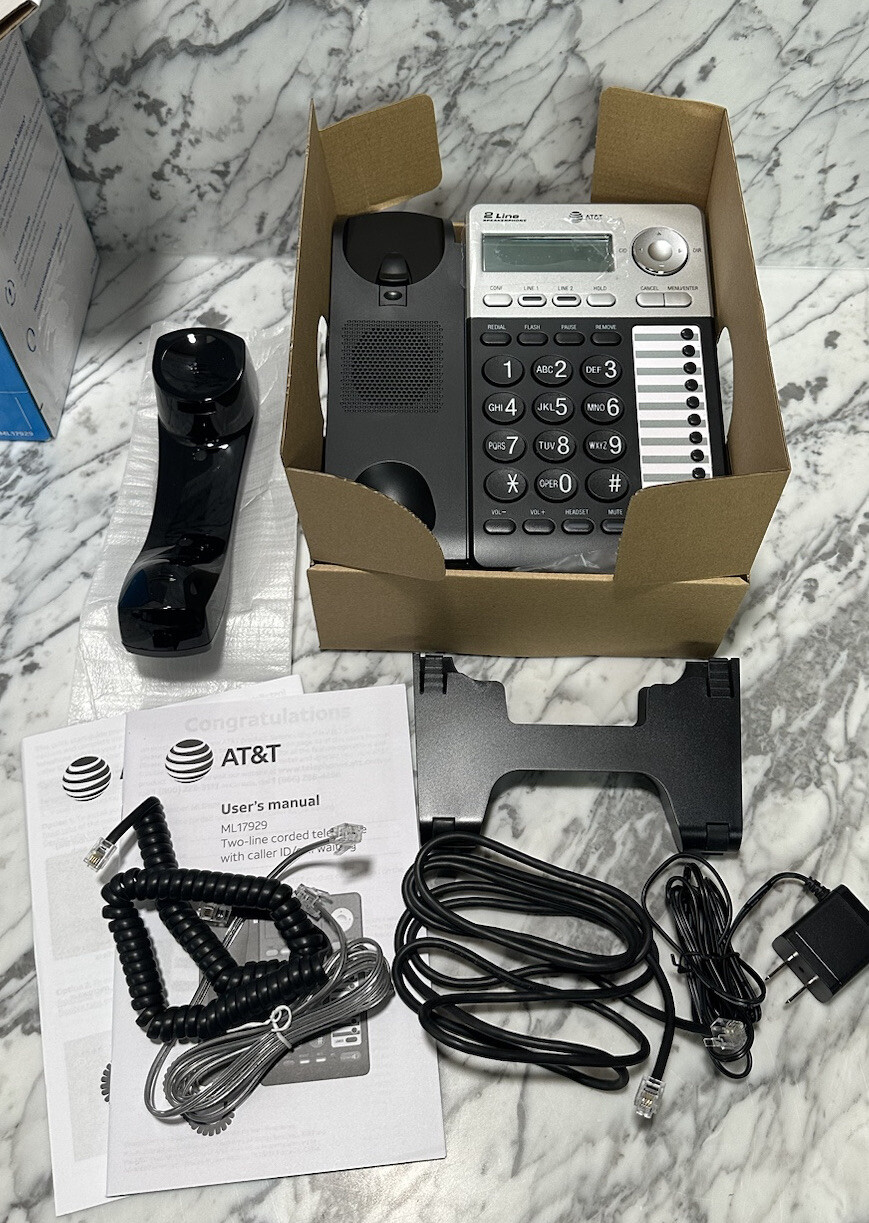AT&T 2-Line Corded Speakerphone w/ Caller ID/Call Waiting Office Phone ...