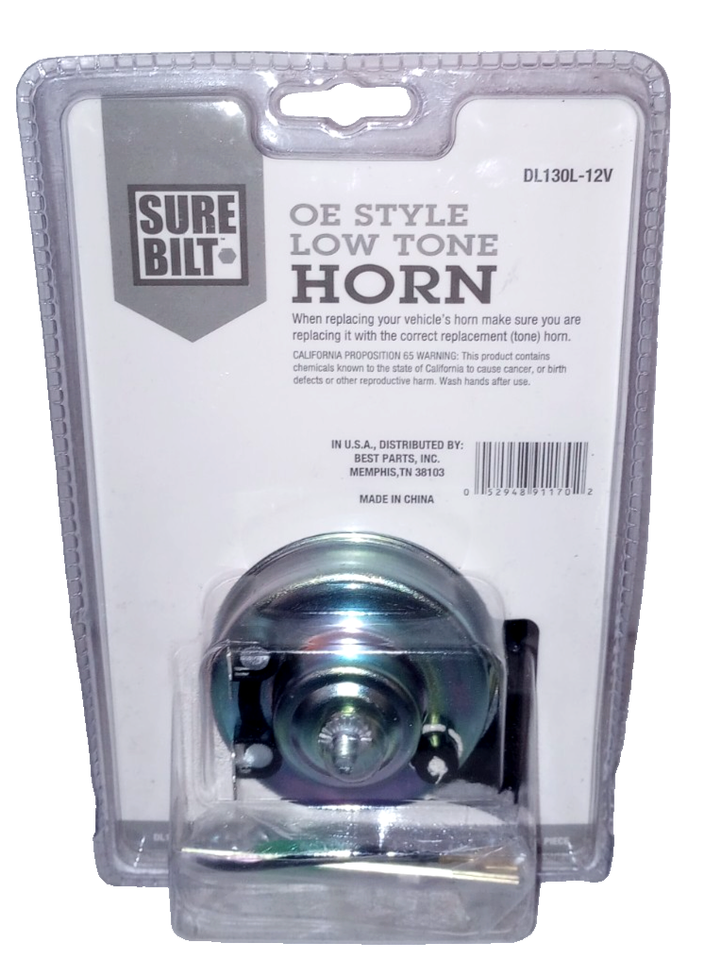 Sure Bilt OE Style Low Tone Horn (DL130L-12V) Zinc Plated - Easy to ...