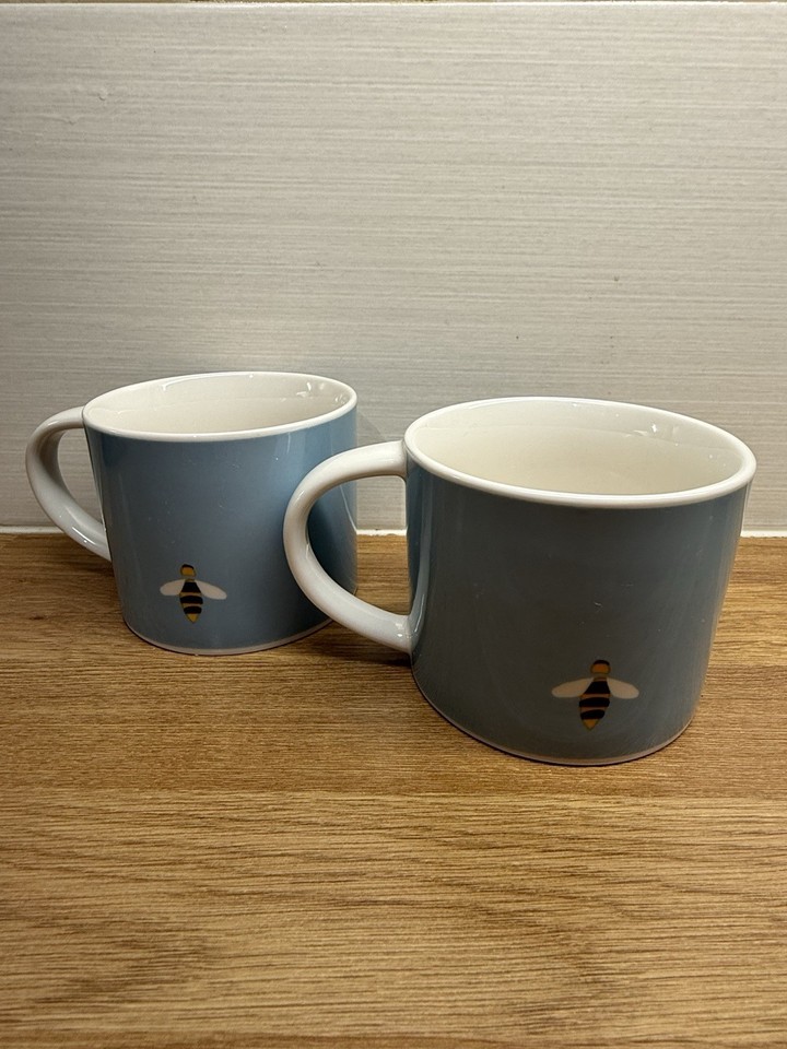 John Lewis Blue Be Kind Bee Mugs x2 | eBay UK