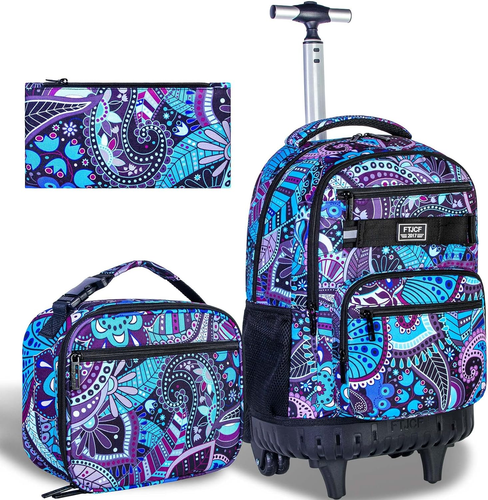 3PCS Rolling Backpack for Women and Men, Laptop Travel Backpack Roller ...