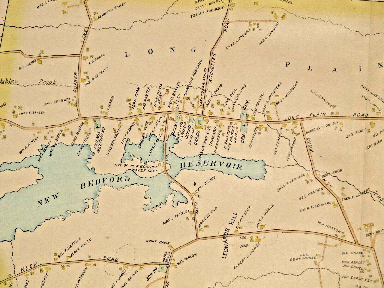 1895 ACUSHNET, MA., MAP REMOVED FROM THE EVERTS & RICHARDS ATLAS OF ...