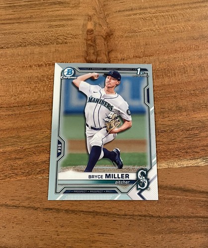 Bryce Miller 2021 1st Bowman Draft Chrome Rookie NRMT+ Seattle Mariners ...