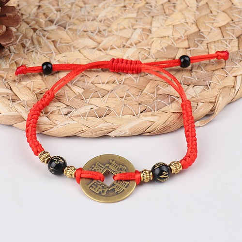 Chinese Feng Shui I Ching Ancient Coin Red String Attract Lucky Wealth ...