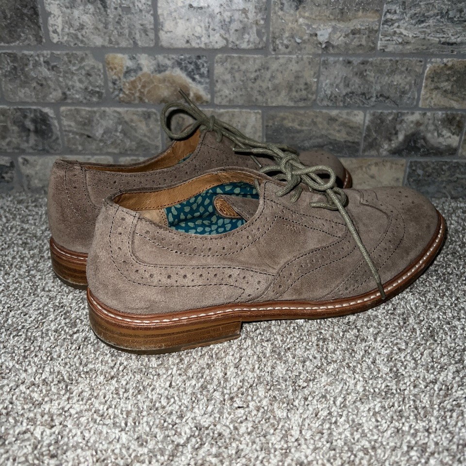 Fossil Brown Lace Up Suede Wingtip Shoes Mens Size 10 | eBay