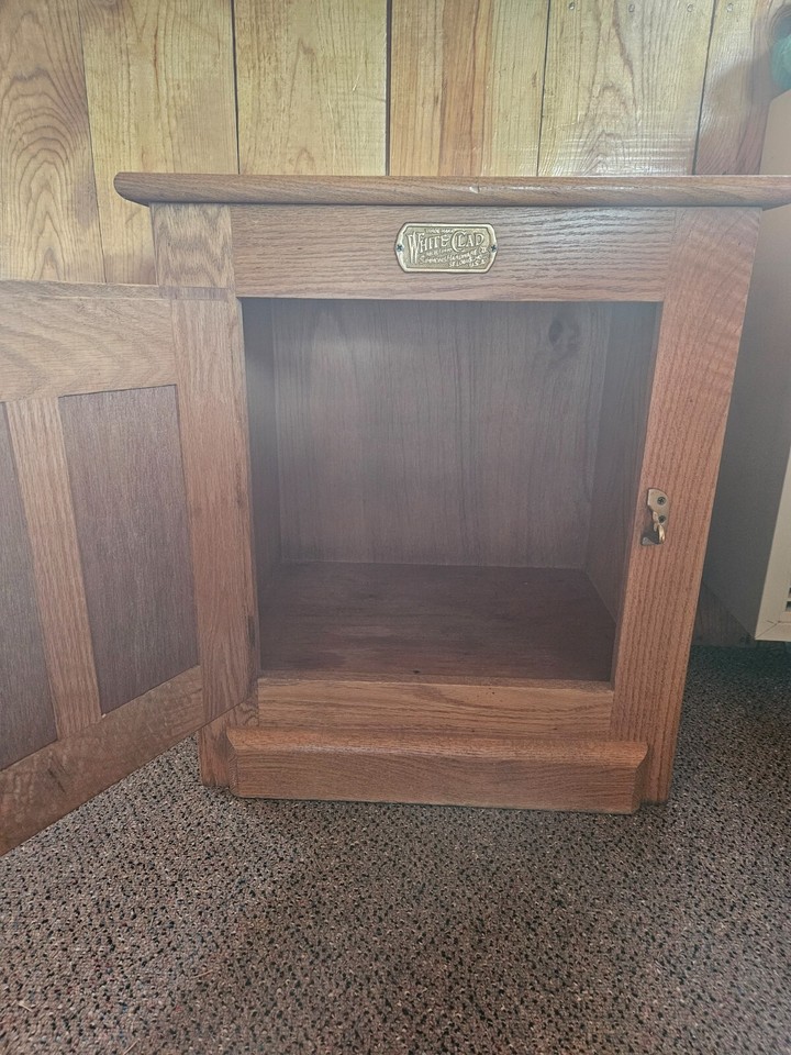 Vintage White Clad Oak Wood Ice Box Nightstand Cabinet Chest End Table ...