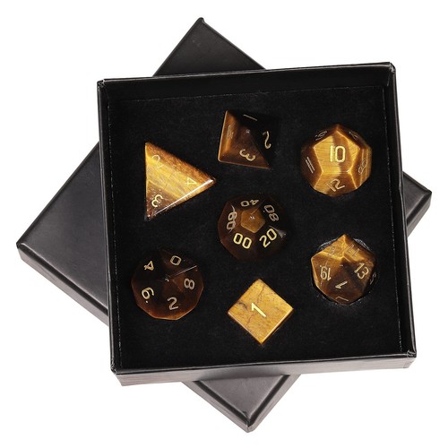 mookaitedecor 7 PCS Tiger's Eye Crystal Polyhedral DND Dice Set ...