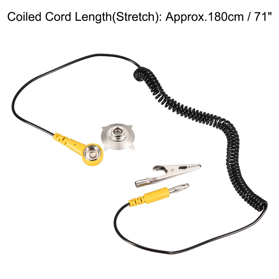 Anti-Static ESD Grounding Cable Coiled Cord, Alligator Clip Claw PU ...