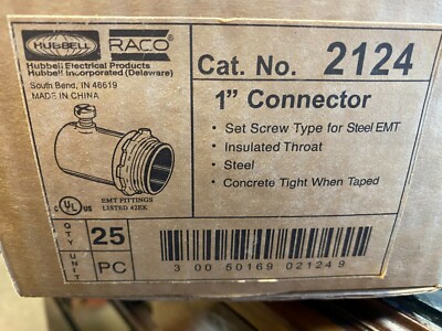 2124 HUBBELL RACO 1 " SET SCREW TYPE CONNECTOR INSULATED 25PIECE COUNT ...