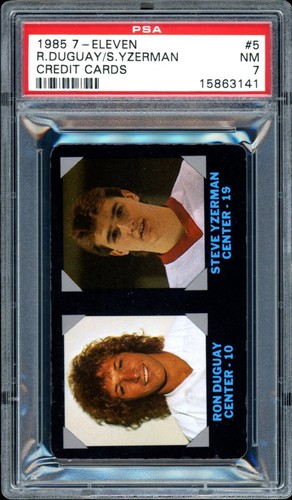 1985-86 7-Eleven Credit Card #5 Steve Yzerman HOF Rookie PSA 7 NM ...
