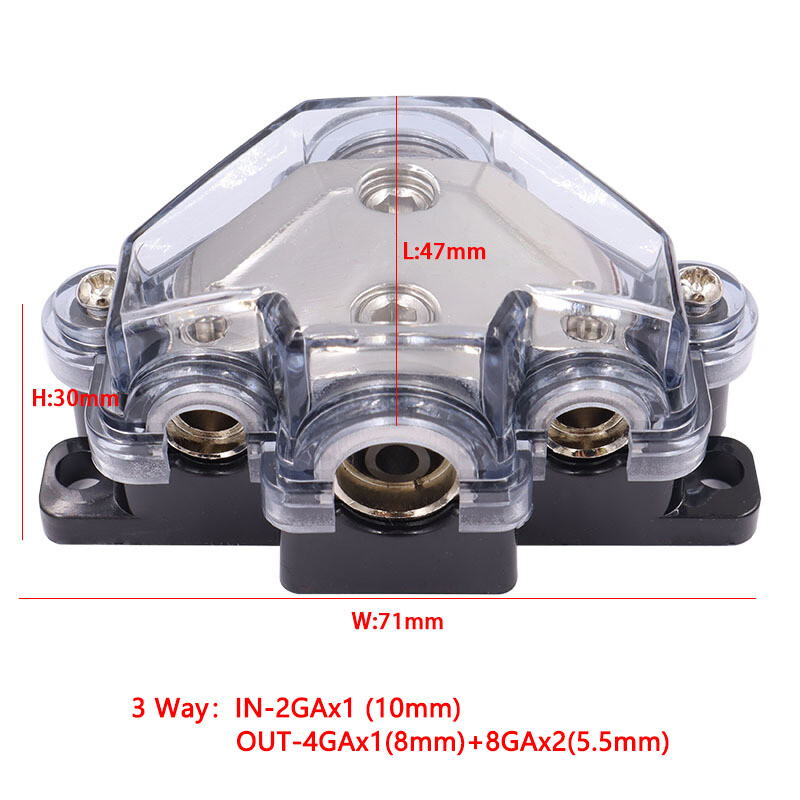3 Way Distribution Block 4/8 Gauge GA Out Car Audio Amp Power Ground ...