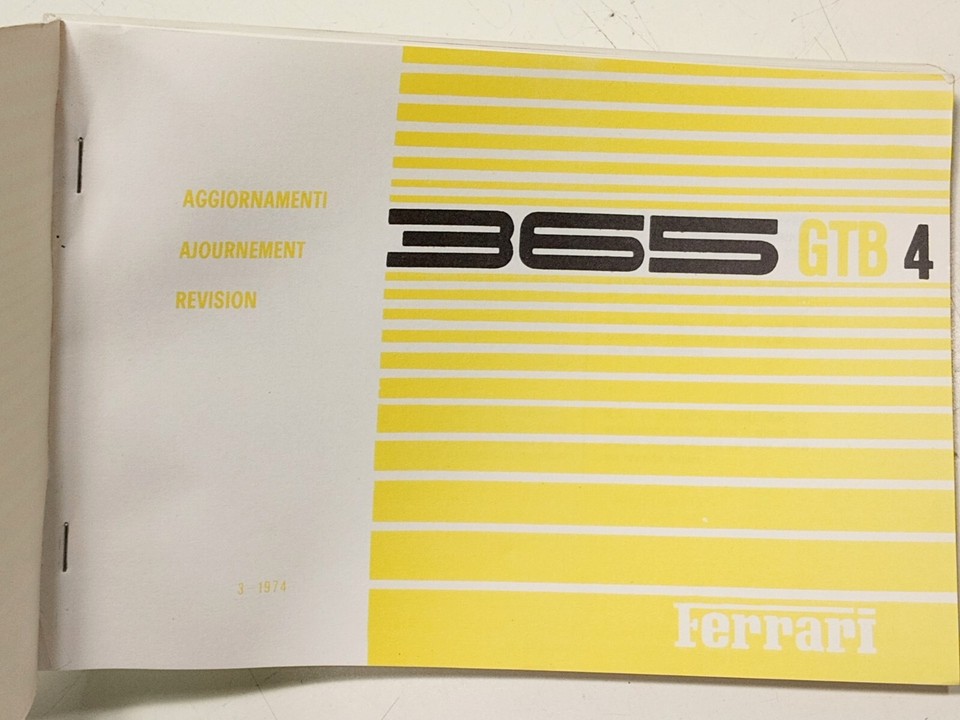 Ferrari 365 GTB/4 Daytona Spare Parts Manual Book_Printed in Italy_70 ...
