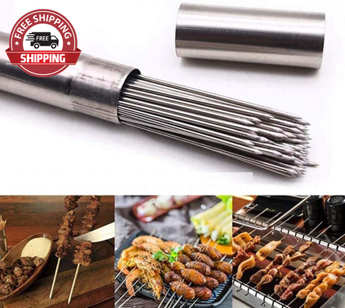 15”Kabob Skewers Metal Stainless Steel,Grill Sticks for Machine, Heavy ...