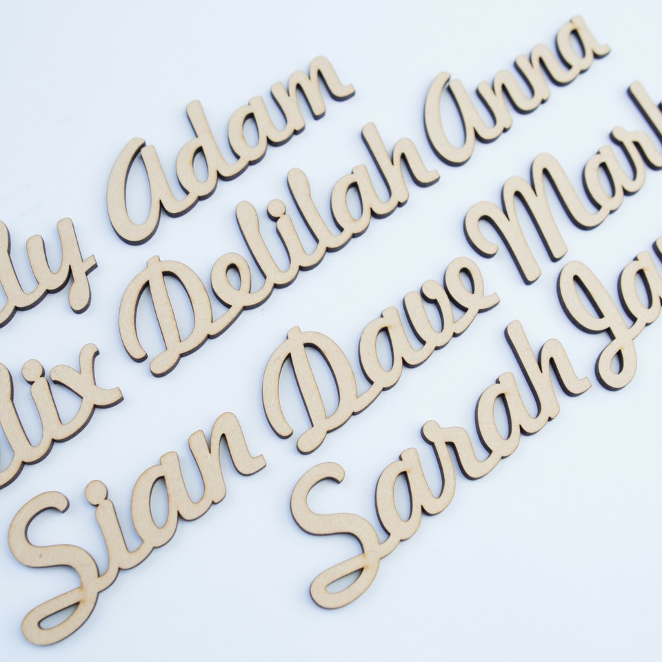 Script names, letters or words. Wooden 3.2mm thick High Quality MDF ...